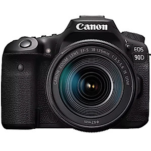 Canon EOS Rebel 90D DSLR Camera w/EF-S 18-135mm f/3.5-5.6 is USM Lens + EF 75-300mm f/4-5.6 III Lens + 420-800mm f/8.3 HD Lens + 2X 64GB Memory + Case + Filters + Tripod + More (35pc Bundle)