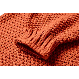 Imily Bela Girls Turtleneck Sweaters Kids Batwing Sleeve Knit Clothes Chunky Pullover Jumper A-Orange