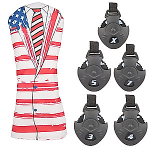 Golf Builder 4pcs/Set White Leather with Suit Design Golf Club Driver Fairway Wood Hybrid Head Covers 1 3 5 UT Covers