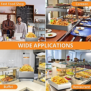 KIMORE Commercial Grade Portable Food Warmer - Freestanding Stainless Steel Light, Chicken Fries Warmer, 1000 Watt Deep Fry Heat Lamp, Removable Curved Drain Tray