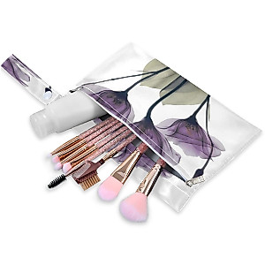 Purple Tulip Flower Wet Dry Bags Tulip Waterproof Baby Cloth Diaper Bags with Two Zippered Pockets Beach Travel Bag for Swimsuit&Wet Cloth 2pcs