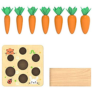 Ancaixin Montessori Toys for Babies 6-12 Months, Wooden Toys for 1 Year Old Boys and Girls, Educational Carrot Harvest Toy for Toddlers, Shape Sorting Matching Puzzle, Developmental Birthday Gifts