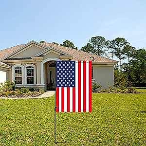 HOOSUN Garden Flag Stand Holder Pole Easy to Install Strong Sturdy wrought iron Fits 12.5" x 18" Mini Flag with 1 Tiger Clip Curved hook with S type (1)