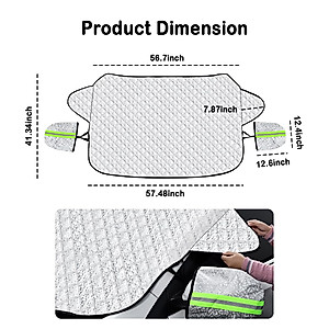 4 Layer Thickened Windshield Cover for Ice and Snow [Upgraded],All Season Car Windshield Snow Cover with Rear View Mirror Cover,Universal Car Snow Cover Car Accessories for Most Vehicles