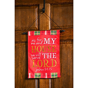 Evergreen Flag Beautiful Black Metal Dowel Garden Flag Hanger | 16" Wide x 5" High | Front Door Home Decor | Holiday Entrance House Sign