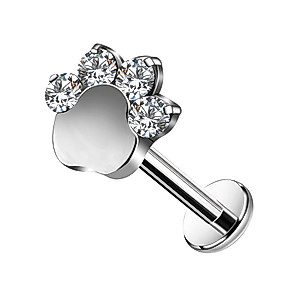 COCHARM 16G G23 Titanium Cartilage Earrings for Women Flat Back Dog Paw Print Upper Ear Cartilage Earrings Stud Internally Threaded Conch Earrings 16 Gauge Forward Helix Earrings