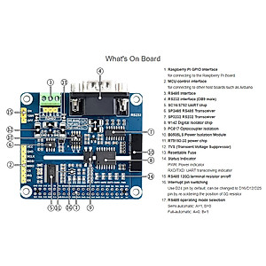 Isolated RS485 RS232 Expansion HAT Board for Raspberry Pi 4B/3B+/3B/2B/Zero/Zero 2 W/Zero 2 WH,Adopt SC16IS752 UART Expansion Chip,SPI to RS485 and RS232 Up to 921600bps Data Rate