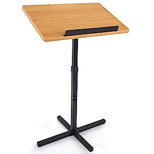 Pyle Portable Floor Lectern Podium Stand-Height Adjustable Steady Standing Design Teacher Speaker Lecture Classroom Presentation Stand, Laptop Computer Book Holder w/ Slanted Top Shelf PLCTND44,BLACK