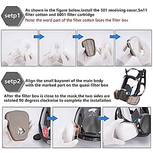 Wytcyic Reusable Full Face Respirator, Gas Cover Organic Vapor Mask and Anti-fog,Dust-proof Face Cover, for Painting, Mechanical Polishing, Logging, Welding and Other Work Protection