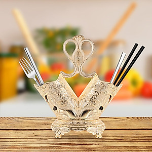 Cabilock Metal Utensil Silverware Organizer Spoon and Fork Holder European Style Utensils Holder Counter Storage Holder for Coffee Bar Dining Room Kitchen