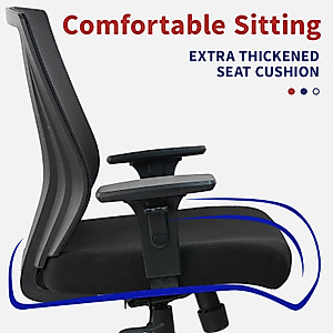 CLATINA Heavy Duty Office Chair 400lbs, Big and Tall, High-Back Executive Desk Chair with Extra Wide Thick Seat, Adjustable Armrests, Ergonomic Mesh Computer Chair for Home Office (1PK)