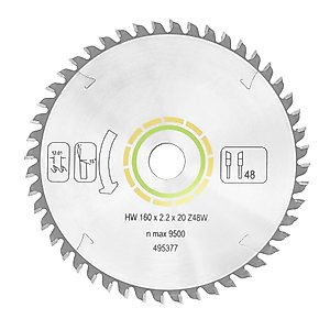 495377 491952 for festool Track Saw Blade 160mm（6 1/4"）, 2.2mm, 20mm, 48T, ATB Fit for festool TS 55, TSC 55, TS 60, ATF 55 E, HK 55, HKC 55 Track Saw Plunge Cut Saws 2-Year Warranty