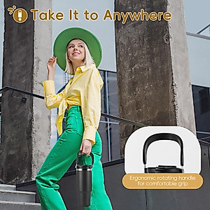 VUSIGN 30 oz Tumbler with Handle and Flip Straw, Stainless Steel Vacuum Insulated Water Bottle Travel Mug Thermal Cup for Home, Office, Car, Outdoors, Sports, Black