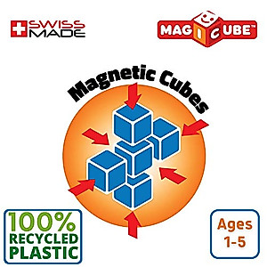 Geomag Premium Swiss-Made MagiCube 8-Piece Magnetic Stacking Cubes Building Set, Toddlers & Kids Ages 1-5, STEM Educational Toy, Creativity, Imagination, Early Learning Fun, Crystal Packaging