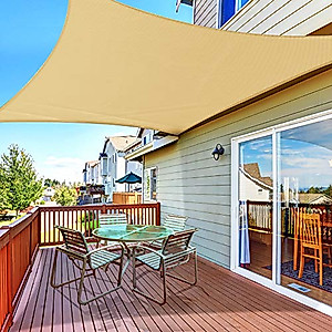 Sun Sail Shades Rectangular Waterproof, Jhua 9.8 x 13.1ft Sun Shade Sail Rectangle 160GSM UV Block Sail Canopy for Patio Backyard Lawn Garden Deck Sand, Outdoor Activities