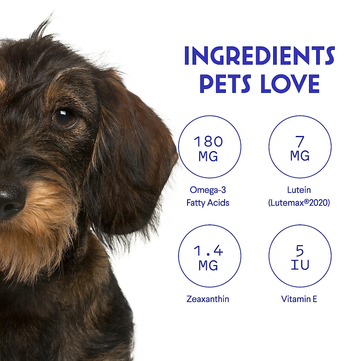 Premium Eye Supplement For Dogs – Tear Stain Supplement For Dogs, Eyes, Vision & Macular Health - Eye Support for Dogs with Lutein, Zeaxanthin, Astaxanthin & Omegas - All Ages, Sizes & Breeds – 2oz