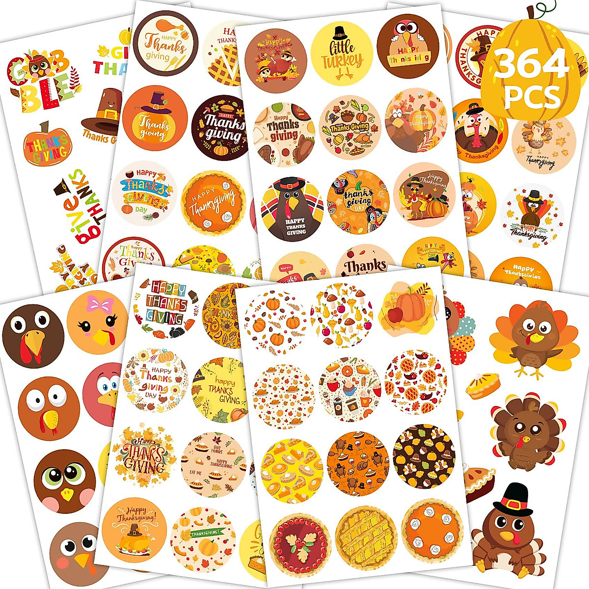 Thanksgiving Stickers for Kids Turkey Stickers Thanksgiving Sticker Happy Thanksgiving Stickers November Stickers for Thanksgiving Laptop Water Bottles Crafts Scrapbooking Decorations