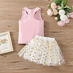 CBNRLOPOP Toddler Kids Baby Girls Outfits Birthday Princess T-Shirts Top Dot Bubble Tutu Skirt 2PCS Summer Dresses Set