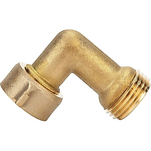 Camco 90-Degree Hose Elbow For RVs - Solid Brass Construction- Certified Lead-Free - Features Convenient Easy Grip Connector - For RV Water Hoses, Residential Outdoor Faucets, & More - 1-Pack (22505)