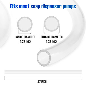 Sink Soap Dispenser Extension Tube Kit, Upgraded 47" Under Counter Kitchen Sink Dish Soap Dispenser Hose with Metal Check Valve, Never Fill The Little Bottle Again