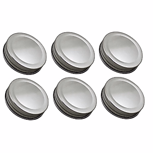 Sunshine Mason Co. One Piece Mason Jar Lids 6 Pieces, Silver