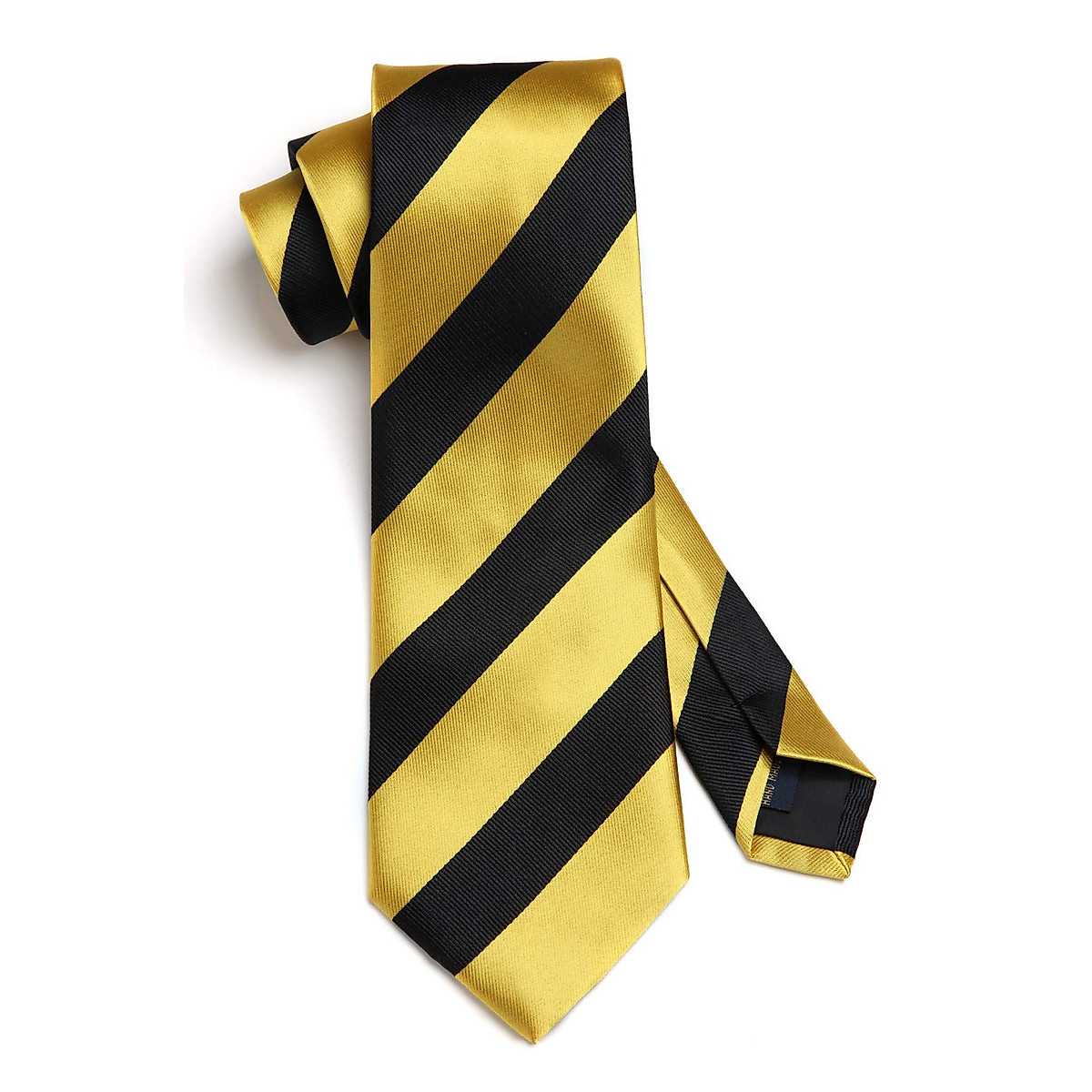HISDERN Plaid Tie Handkerchief Woven Classic Stripe Men's Necktie & Pocket Square Set ,Yellow & Black,One Size