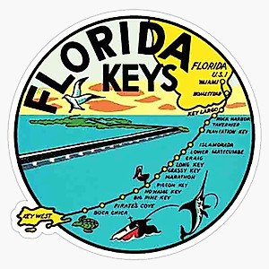 FLORIDA KEYS VINTAGE STICKER AND Sticker Bumper Sticker Vinyl Decal 5"