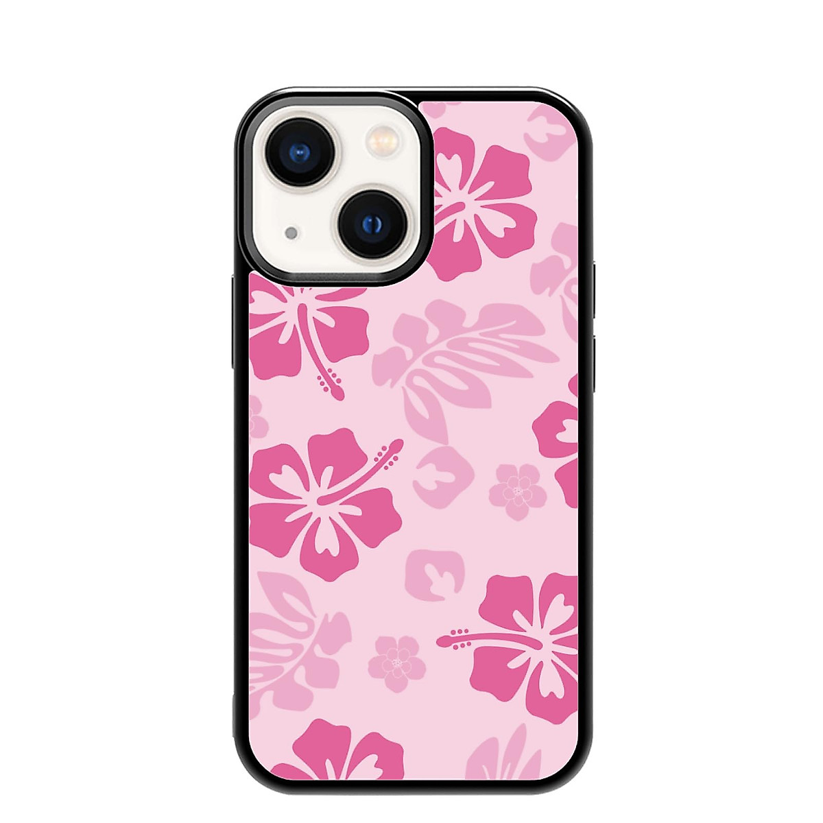 Pink Hibiscus Phone Case Compatible with iPhone 13 Mini 5.4 Inch - Shockproof Protective TPU Cute Flower Printed Phone Case Designed for iPhone 13 Mini Case for Men Girls Women