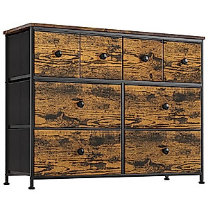REAHOME Dresser for Bedroom with 8+12 Drawers Fabric Dresser Chest of Drawers with Wooden Top Sturdy Steel Frame Closet Storage Dresser for Living Room Hallway Closets Nursery (Rustic Brown)