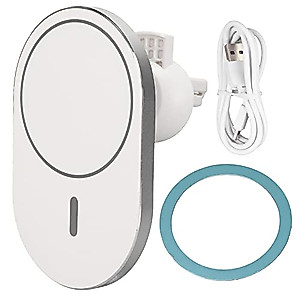Wireless Car Charger, 15W Qi Fast Charging Auto Clamping Car Mount Magnetic 360 Degrees Rotation Dashboard Windshield Phone Holder (White)