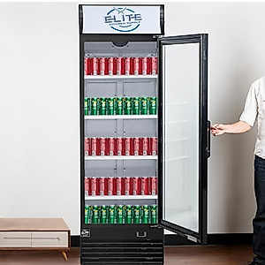 EKS 14 cu.ft. Commercial Refrigerators Glass Door 27'' W Drink Refrigerator Display Beverage Cooler Single Door Fridge Adjustable Shelves Drink Upright Merchandiser Reach In (1 Door, 14.72 cu.ft.)