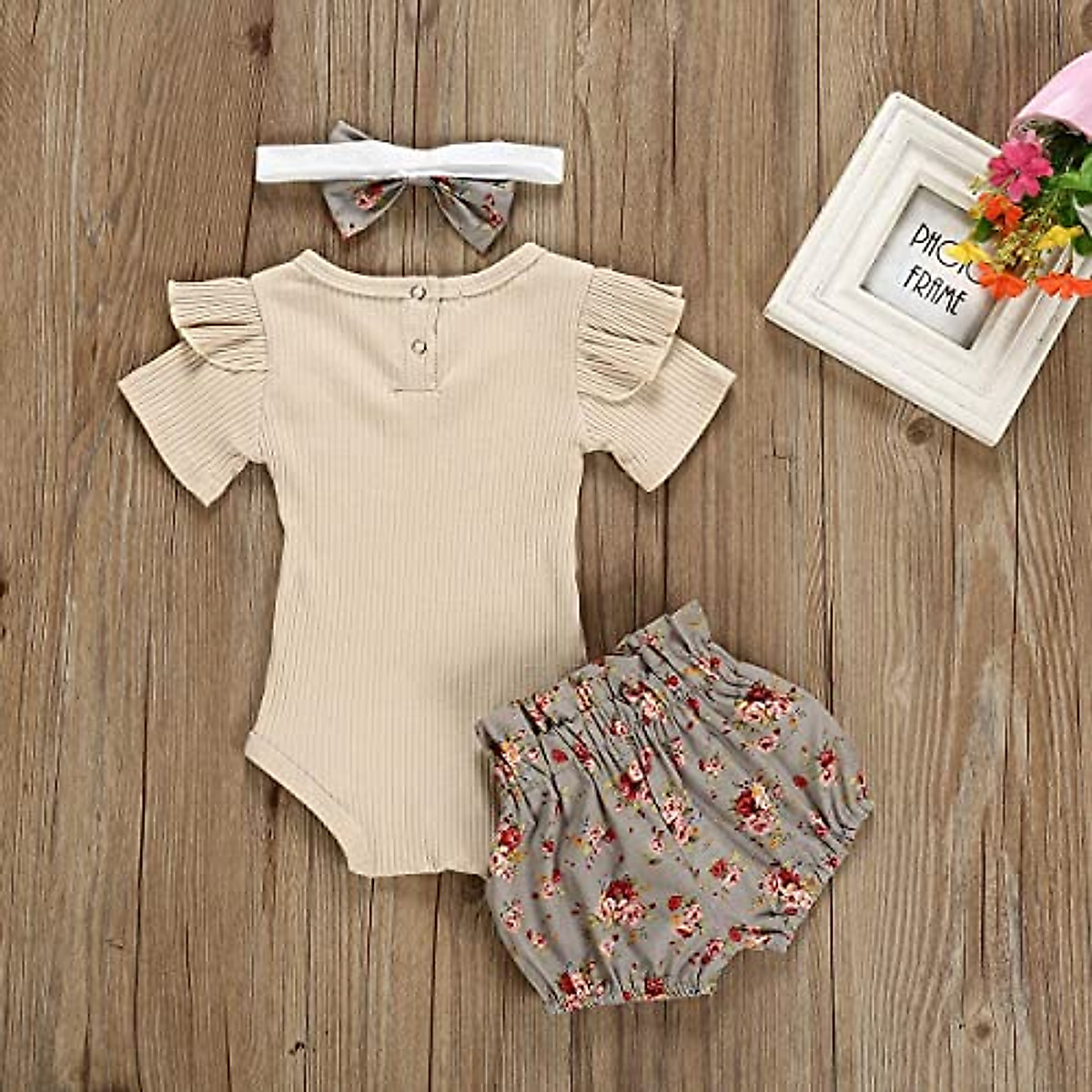 KANGKANG Baby Girls Clothes 3-6 Months Floral Short Sleeve Romper+ Floral Shorts Summer Baby Girl Outfits