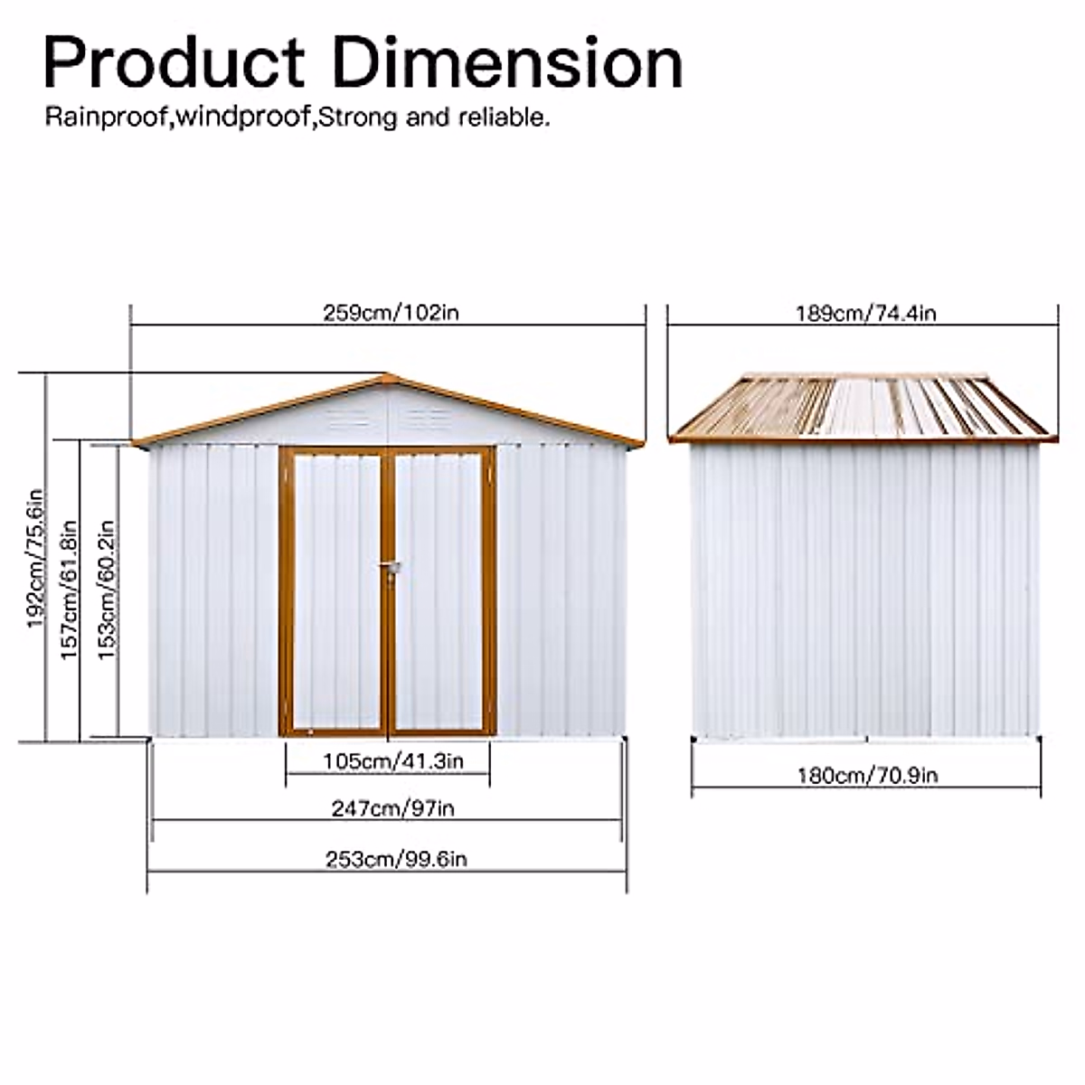 UBGO Outdoor Metal Storage Shed with Metal Floor Base,6ft x 8ft Outdoor Storage Shed,Waterproof Metal Garden Sheds with Lockable Door and Window,Weather Resistant Steel Tool Storage House Shed