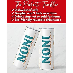 Personalized Noni Tumbler, 20 oz Stainless Steel Sunflower Cup with Lid & Straw, Custom Grandma Gift with Grandkids’ Names, Floral Grandmother Coffee Mug for Birthday, Mother’s Day or Christmas