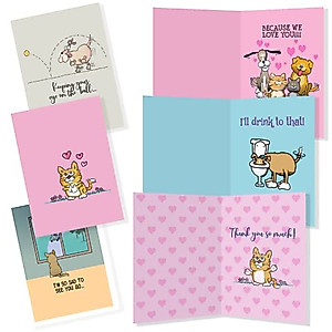 Stonehouse Collection Funny All Occasion Greeting Cards - Boxed Funny Dog & Cat Cards Assortment - Birthday Cards, Thank You Cards with Greetings Inside - Bulk Set for All Occasion, 16 Cards Per Box