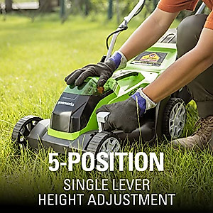 Greenworks 40V 14-Inch Mower/Axial Blower/12-Inch String Trimmer Combo Kit, 4Ah USB Battery and Charger Included, CK40B411