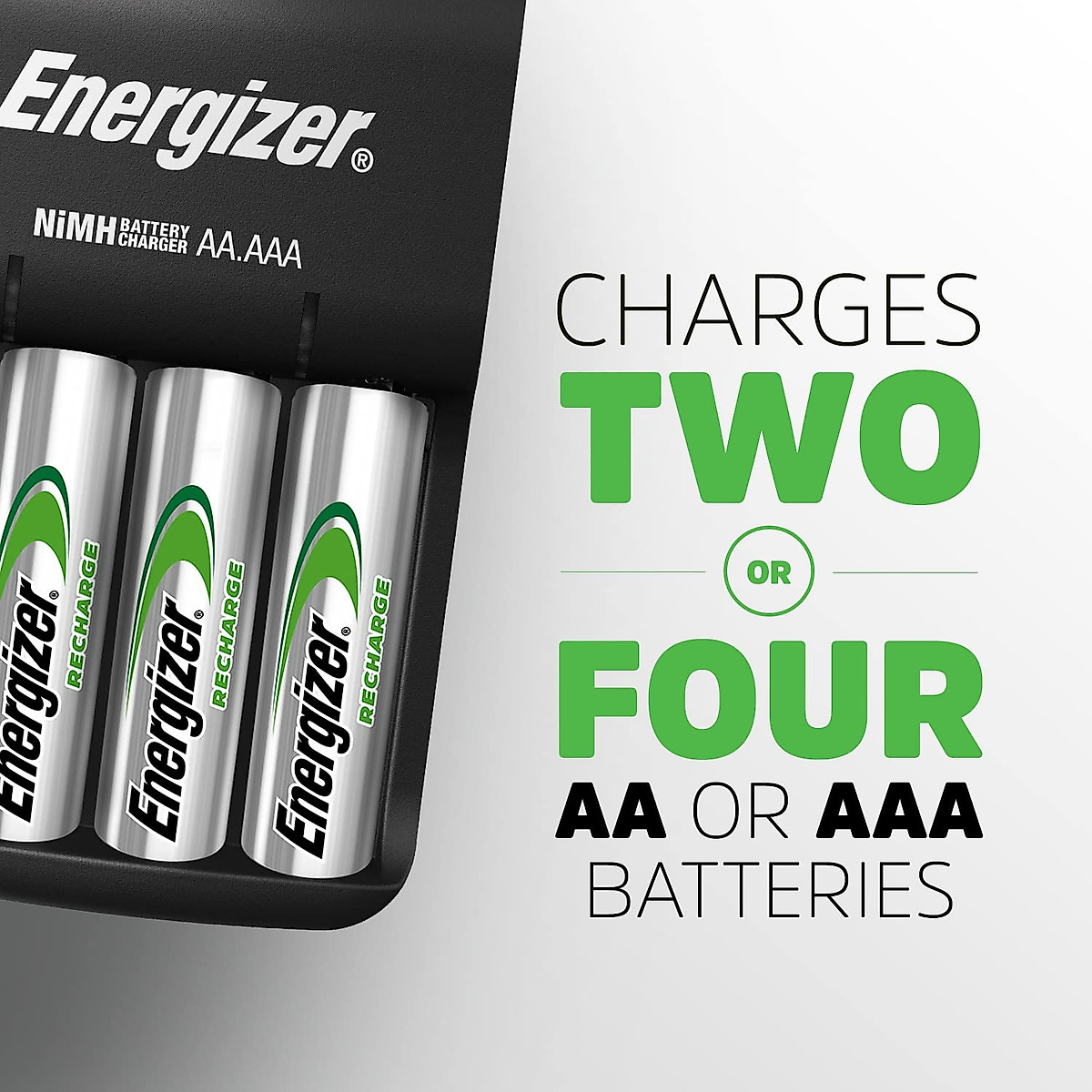 Energizer Recharge Basic Charger with 2 AA NiMH Rechargeable Batteries LED Indicator & Rechargeable AAA Batteries, Recharge Power Plus, NiMH, 800 mAh Combo Pack, 6 count