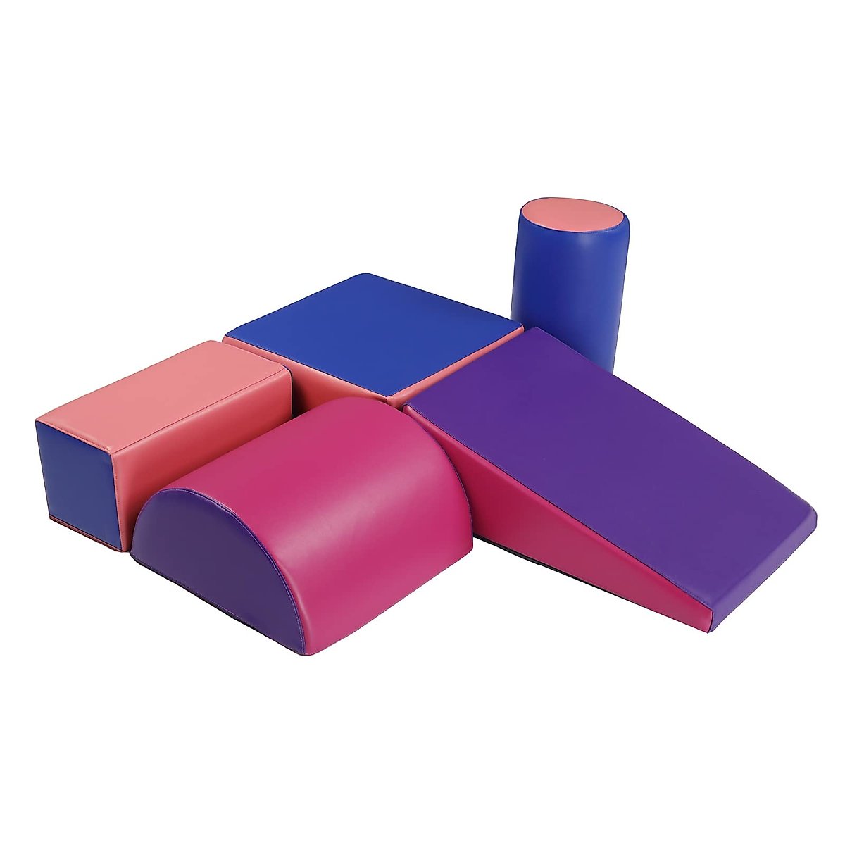 JOYMOR Soft Foam Climbing Blocks 5-Pieces Set, Crawl and Climb Foam Blocks, Beginner Toddler Climber with Slide & Ramp, Indoor Active Play Structures for Babies and Toddlers Age 1-3