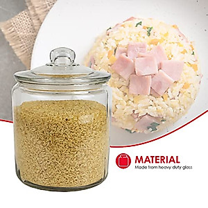 Home Basics Large Kno Renaissance Collection Glass Jar Round Container with Easy Grab Knob Handles (Clear) for Kitchen, Bathroom, Laundry, Craft, Office