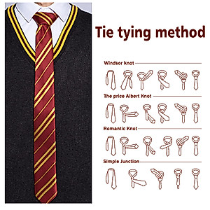 Moncinday Novelty Cosplay Tie Wizard Glasses No Lenses for Wizard Themed Birthday Party Costume Accessories Necktie Halloween Party