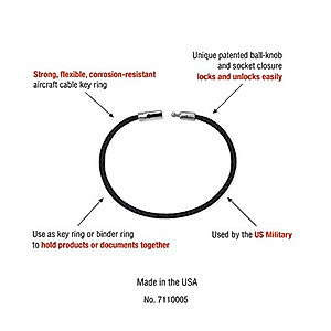 Lucky Line 5" Flex-O-Loc Cable Key Ring, Galvanized Steel, Corrosion-Resistant, Red, 5 Pack (7117005)