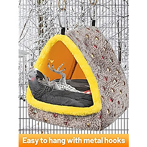 MEWTOGO Large Winter Warm Bird Nest House, Comfortable Bird Bed for Cage with Mat, Hanging Hammock Shed Hideaway Hut for Macaws African Grey Amazon Parrots Lovebird Parakeets