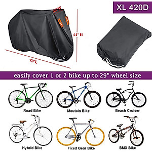 Indeed BUY Bike Cover for 1, 2 or 3 Bikes Waterproof Bicycle Cover Outdoor Bike Storage Covers XL XXL 420D Heavy Duty Rain Sun UV Wind Proof for Mountain Road Electric Bike etc