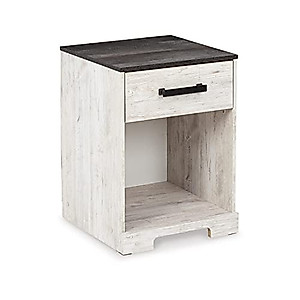 Signature Design by Ashley Shawburn Farmhouse 1 Drawer Night Stand, White & Gray