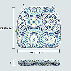 LVTXIII Outdoor Seat Cushions for Patio Furniture D16 x W17 x H2, Chair Pads for Home Office and Garden Decoration, Delancey Lagoon, Set of 6