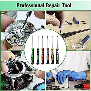 Screwdriver SET OF 6 - Magnetic Flathead and Phillips With NON-SKID Handle in Different SIZES / COLORS - Professional Repair Tool Kit For Electronics/ iPhone/ PC/ Jewelry/ Watch/ Eyeglass