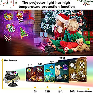 Christmas Projector Lights Outdoor, Ocean Wave Waterproof Holiday Projector Lights, 12 Slides & 10 Colors Halloween Lights Projector with Remote for Thanksgiving Birthday Party Decorations