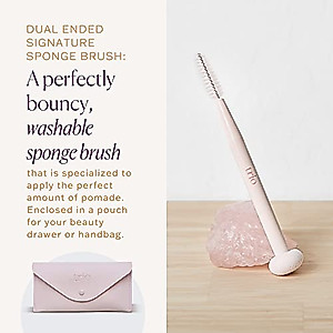 Trio Beauty Original Brow Stencil Kit with 12 Stencils | Perfect Brows in Seconds | 15-pc Eyebrow Stamp Stencil Kit with Fully Waterproof Eyebrow Pomade and Dual Ended Sponge Brush | Dark Brown