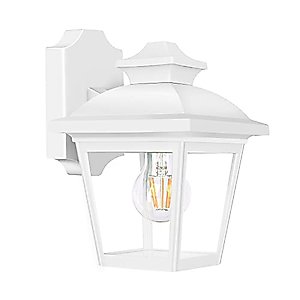 FUDESY Outdoor Wall Lantern, Exterior Waterproof Porch Light, Plastic Material Wall Sconce Light Fixture for Front Door, Garage, Patio, White, FDS746E26W (Bulb Included)