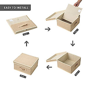 DOMEraax Storage Bins with Lid, Foldable Clothing Storage Box case with Handle for Toy, Books, Closet, Bedroom, Home, 4 Color Set, 13L x 12.5W x 7H inch